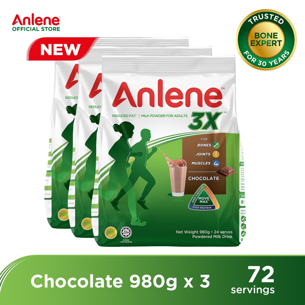 Anlene 3X Adult Milk Powder Chocolate 980G x3 | Shopee Philippines