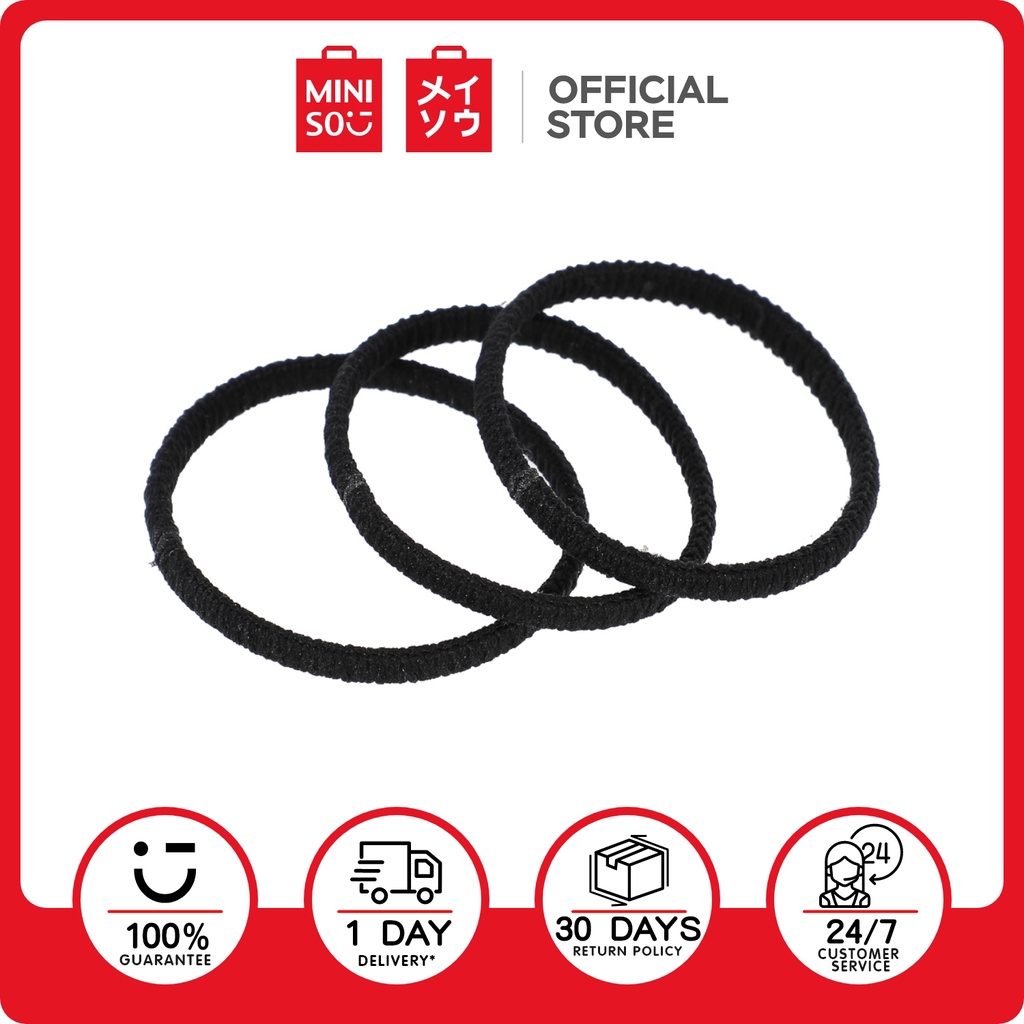 Miniso Seamless Hair Rubber Band With Folds 5Pcs (Black) | Shopee ...