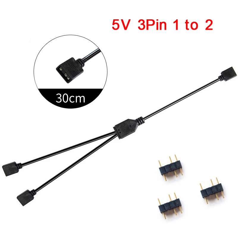 ARGB 5V 3Pin Extension Cable Adapter 30cm 1 to 1 2 3 4 5 12v 4pin RGB ...