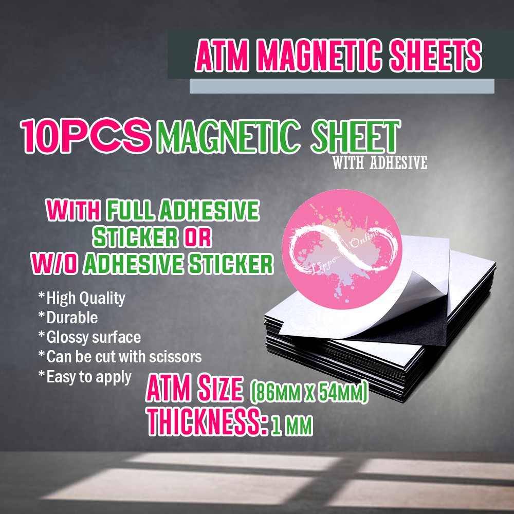 10 pcs 86x54mm ATM size rubber Magnetic Sheet with Full Adhesive DIY Ref Magnet | Shopee Philippines