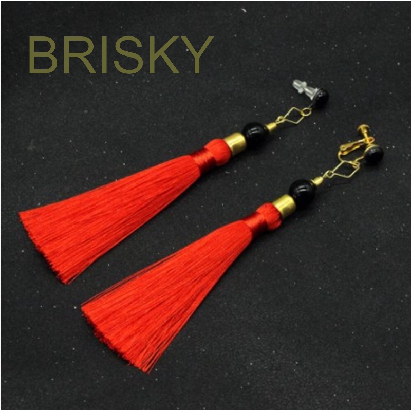 BRISKY Classic Anime VTuber Vox Akuma Drop Earrings Red Tassel Ear ...