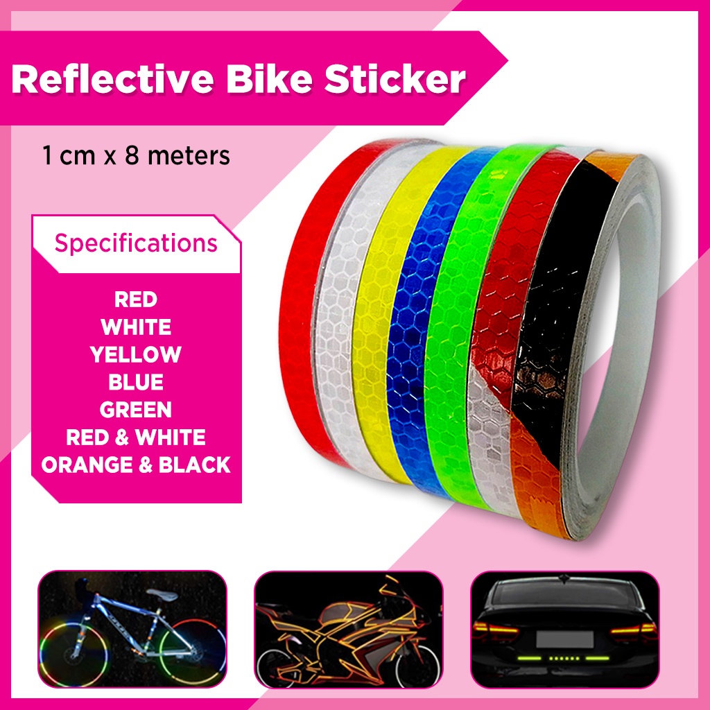 Bicycle PVC Reflective Bike Stickers Cars Safety Warning Durable (1cm x ...