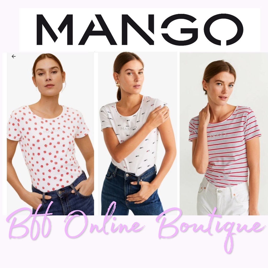 Original Mango Logo Cotton T-Shirt (XS - Women) | Shopee Philippines