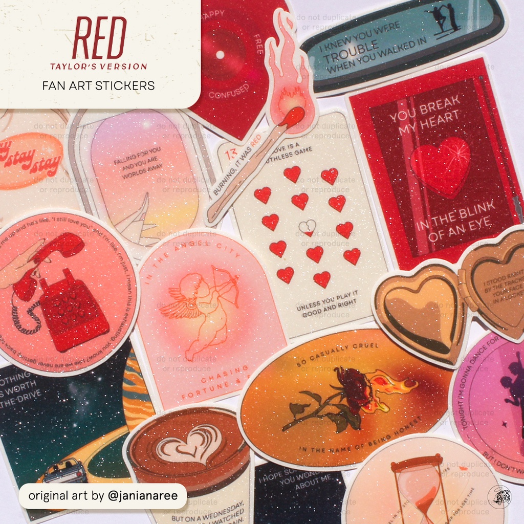 Red (Taylor's Version) Vinyl Stickers Taylor Swift Fan Art (Tags ...