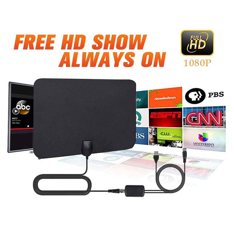 HD Digital TV Antenna 1080P TV Aerial HDTV Flat Indoor Amplified DTV ...