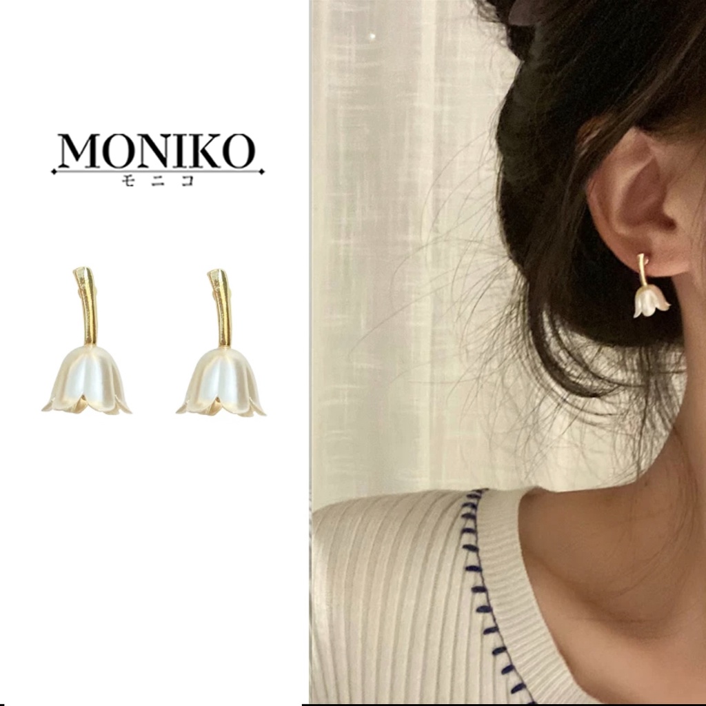 MONIKO Original Design 18k Gold Tulip Ear Drop Earrings Couture Jewelry Accessories Collection ...