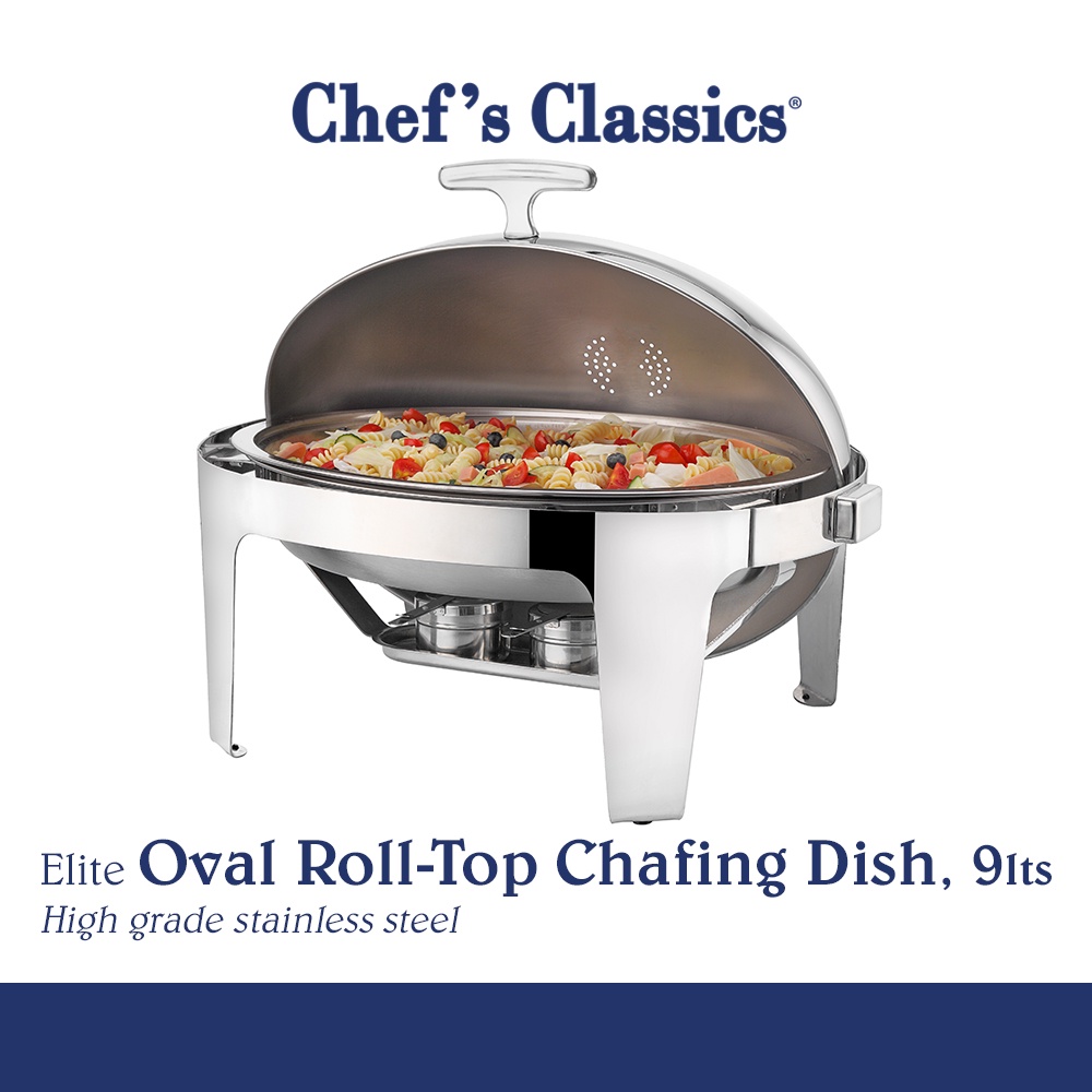 Chef's Classics Elite Stainless Steel Oval Roll-Top Buffet Chafing Dish ...