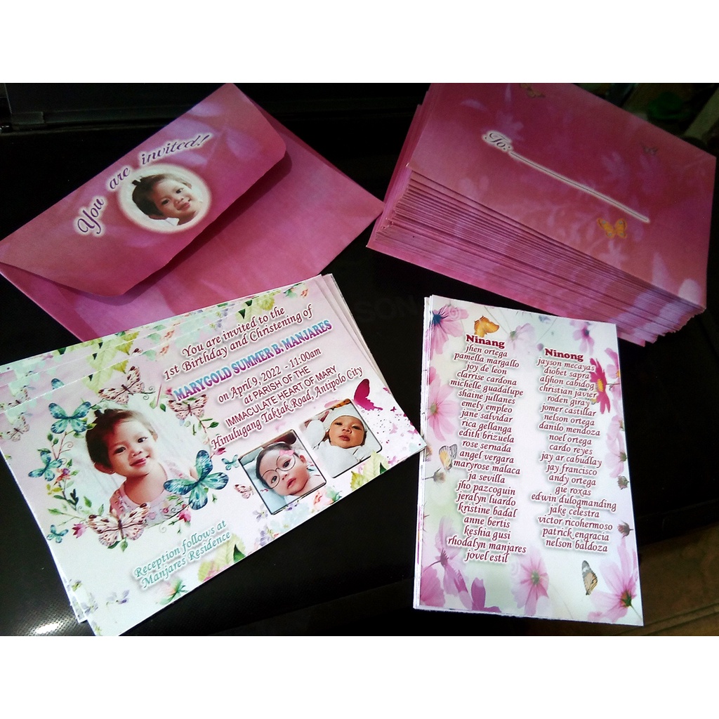 Invitations 2 Cards 7th 1st Personalized Customized envelope birthday ...