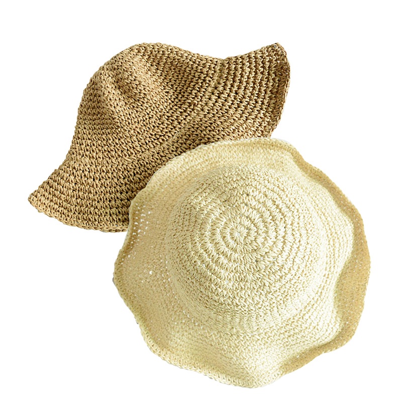 Folding Straw Hat Women's Summer Outing Sun Visor Holiday Cool Hat ...