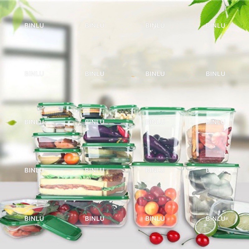 17 pcs food container set crisper for refrigerator organizer food ...