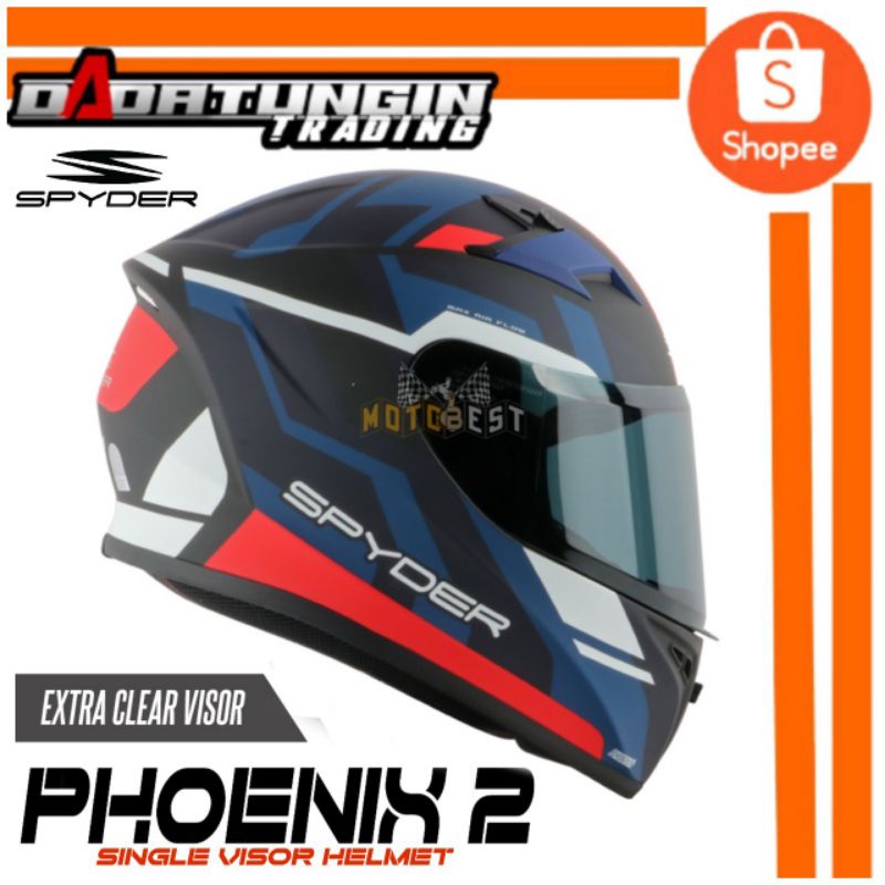 SPYDER Phoenix 2 Fullface Helmet S6 w/ Free Extra Clear Visor | Shopee ...