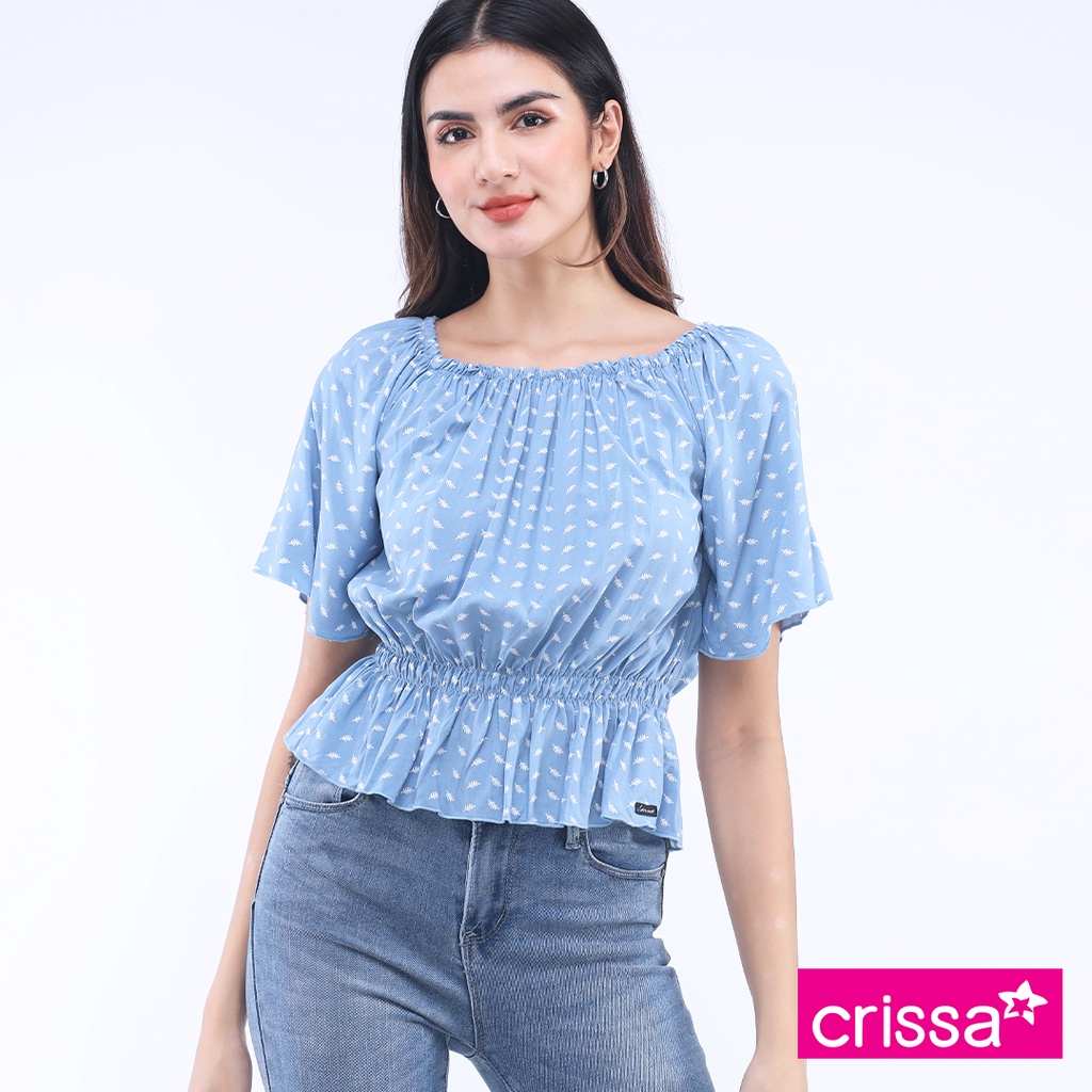 Crissa Woven Printed Rayon Short Sleeves Blouse COLT18-0105 | Shopee ...