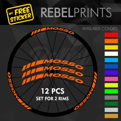 MOSSO Wheel Rim Stickers (12 pcs) for Mountain Bikes and Road Bikes ...