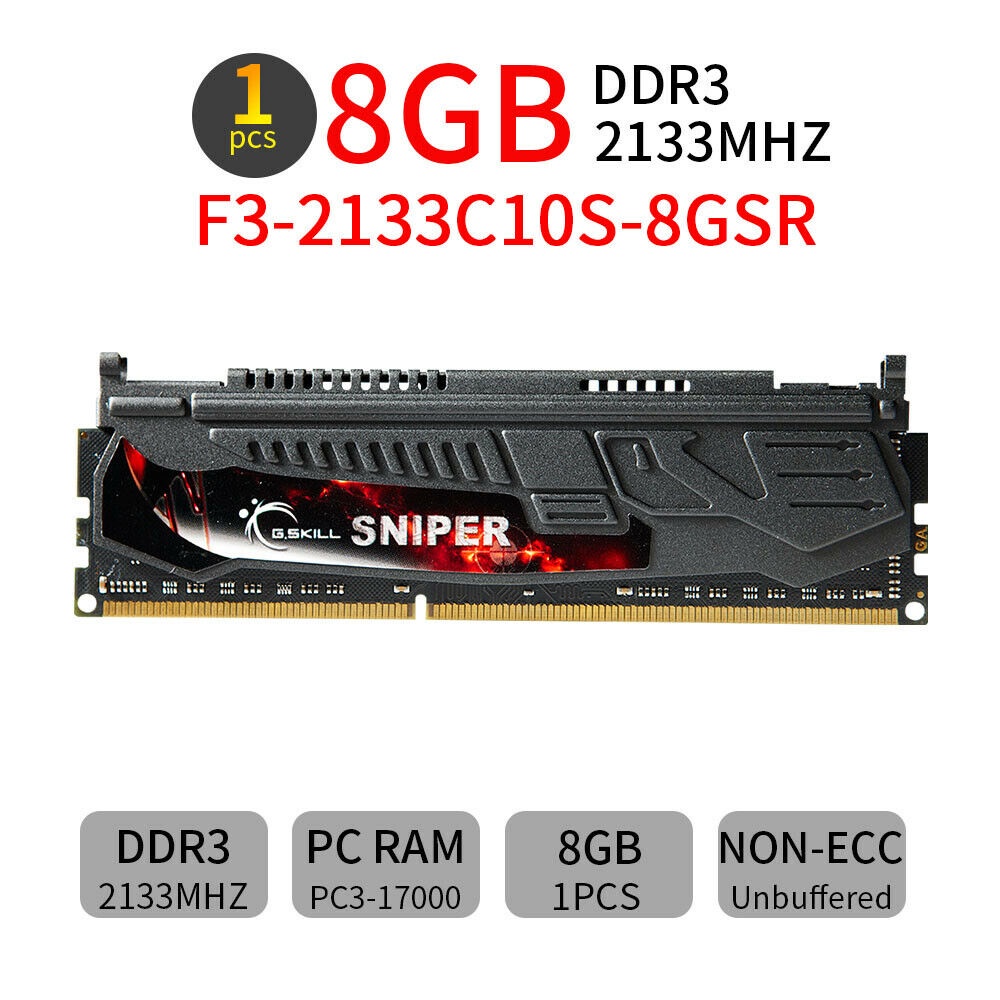 Used 8GB G.SKILL Sniper DDR3 2133MHz F3-2133C10S-8GSR 240PIN DIMM OC ...