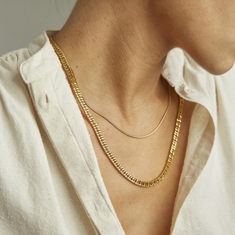 Mens double gold chain store
