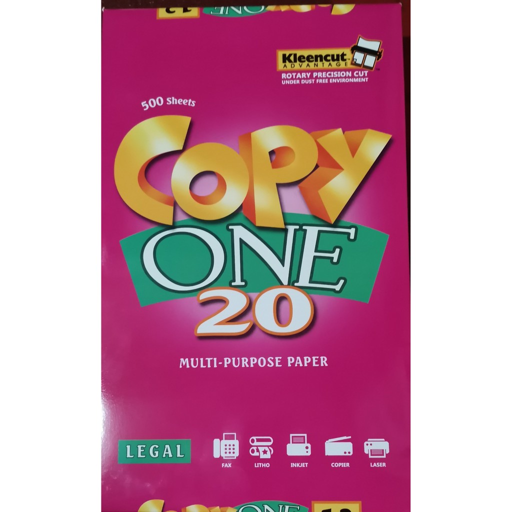 8.5 x14 COPY ONE LEGAL SIZE SUB 20 (70GSM) Bond Paper | Shopee Philippines