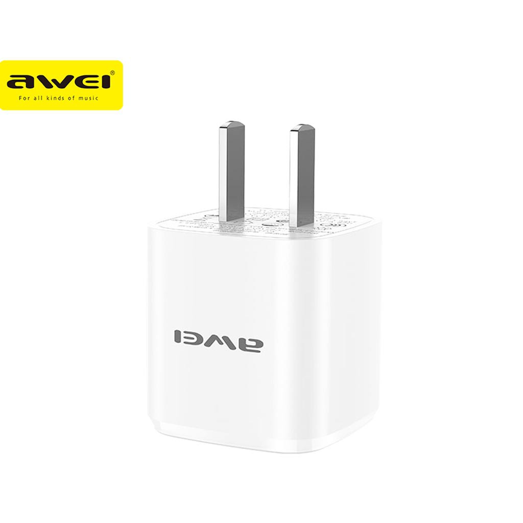 Awei C22 Fast Charger Dual Ports Mini PD 20W Type C Charging US Plug QC ...