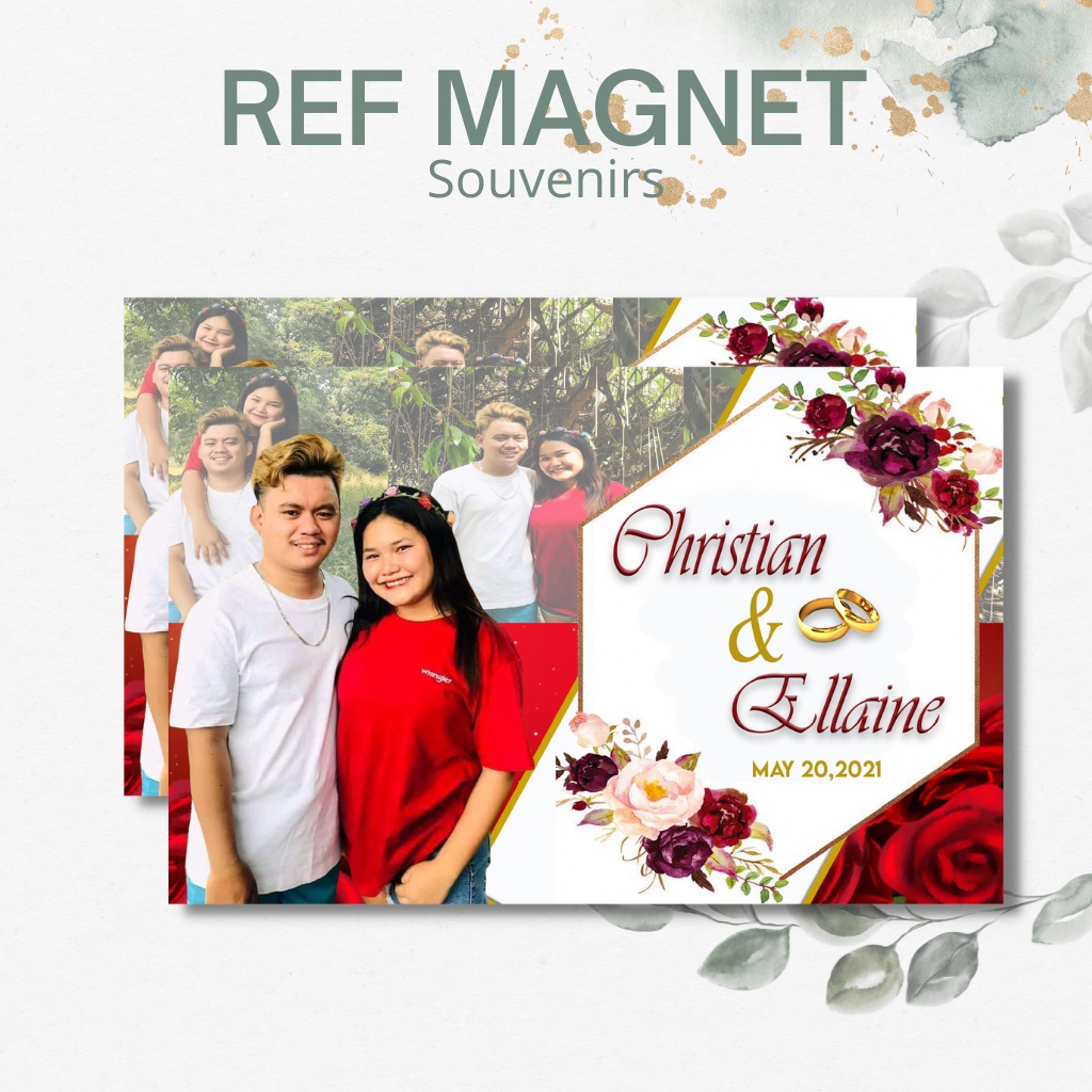 Wedding Ref Magnet Souvenirs / laminated with glossy or glittery effect ...