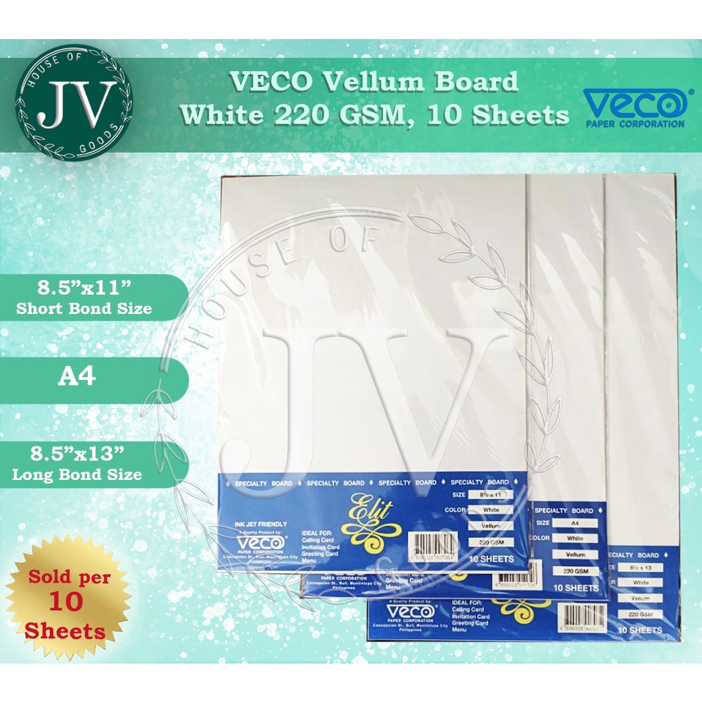 Vellum Board 220gsm 20sheets (White) | Shopee Philippines