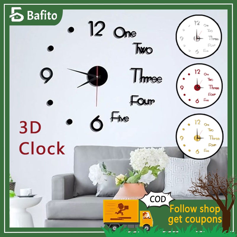 3D Diy Simple Wall Clocks / Self-Adhesive Acrylic Digital Wall Clock ...