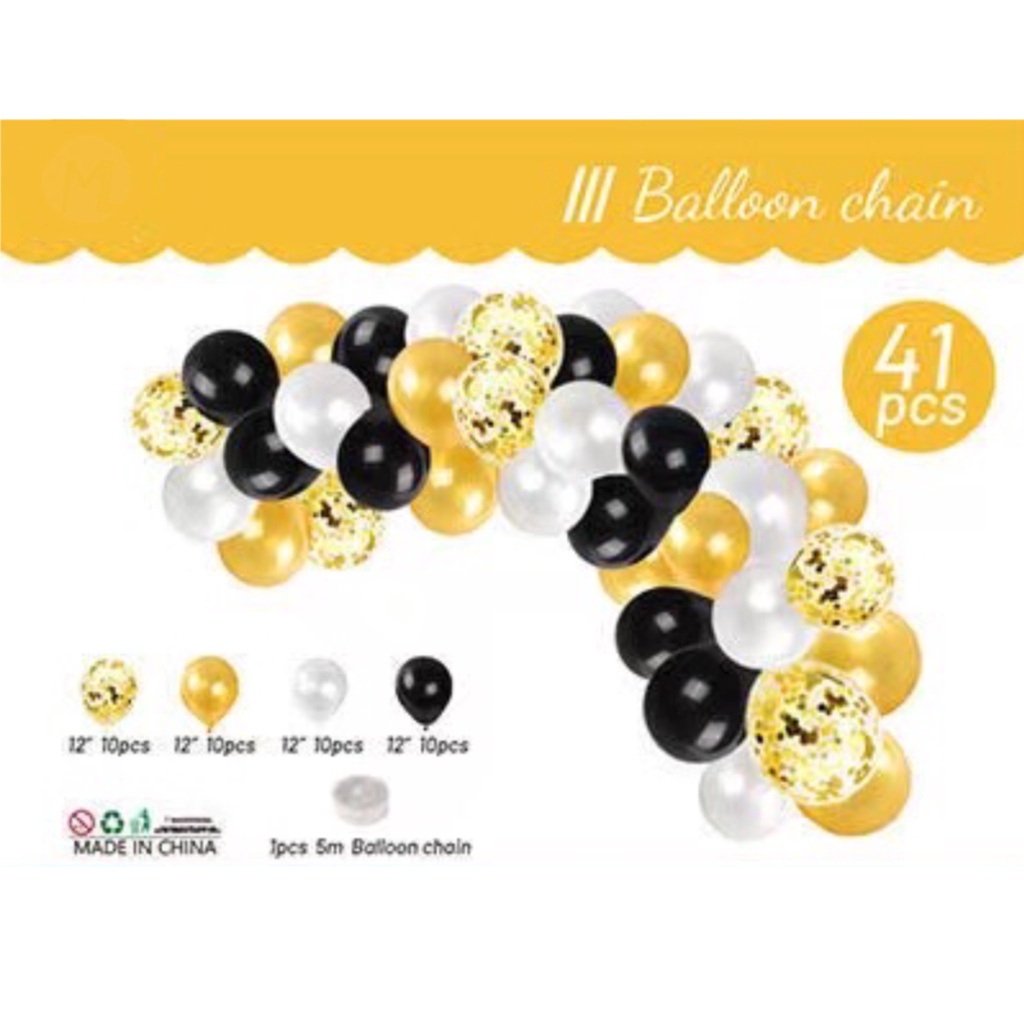PS-305 (41pcs) Chain Balloon Arch Set Birthday Party Decoration Balloon ...