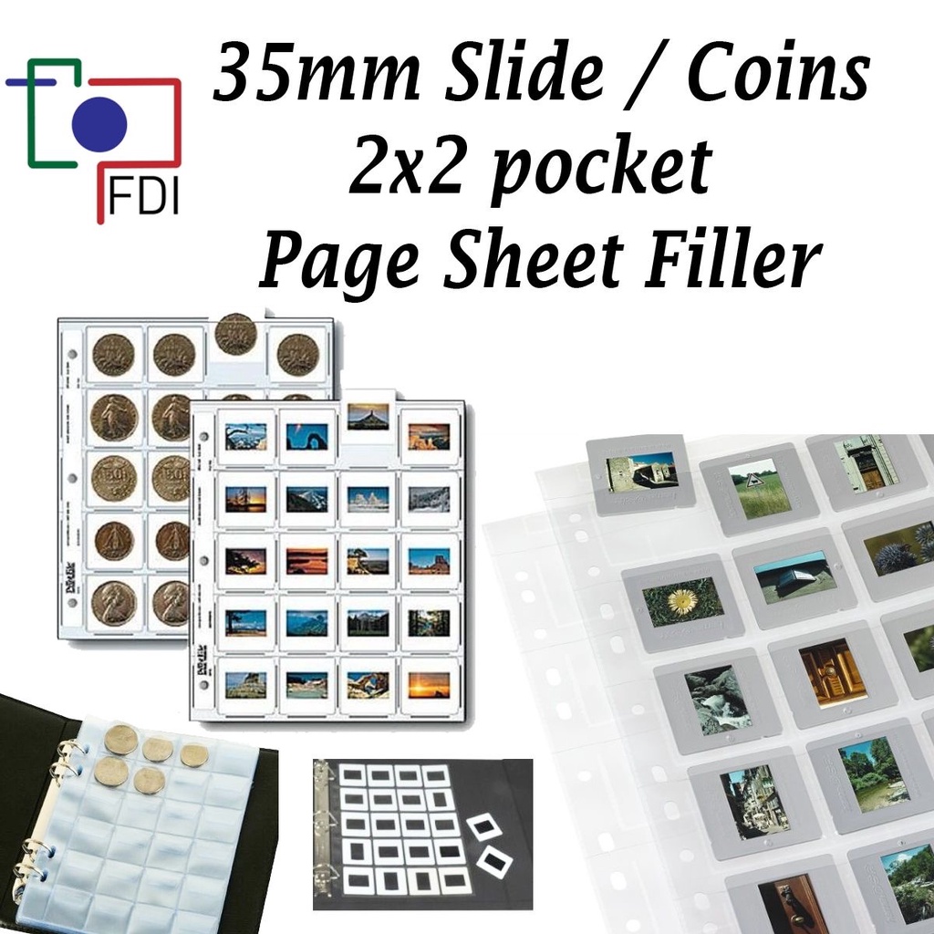 Slides Jacket sleeves Archival File Slide Coin Storage 20 pockets ...