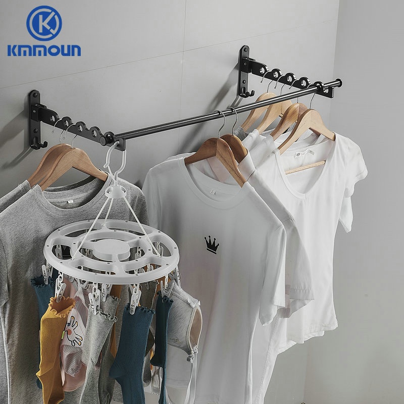 Folding Clothes Hanger Foldable Multifunction Wall Mounted Clothes Rail ...