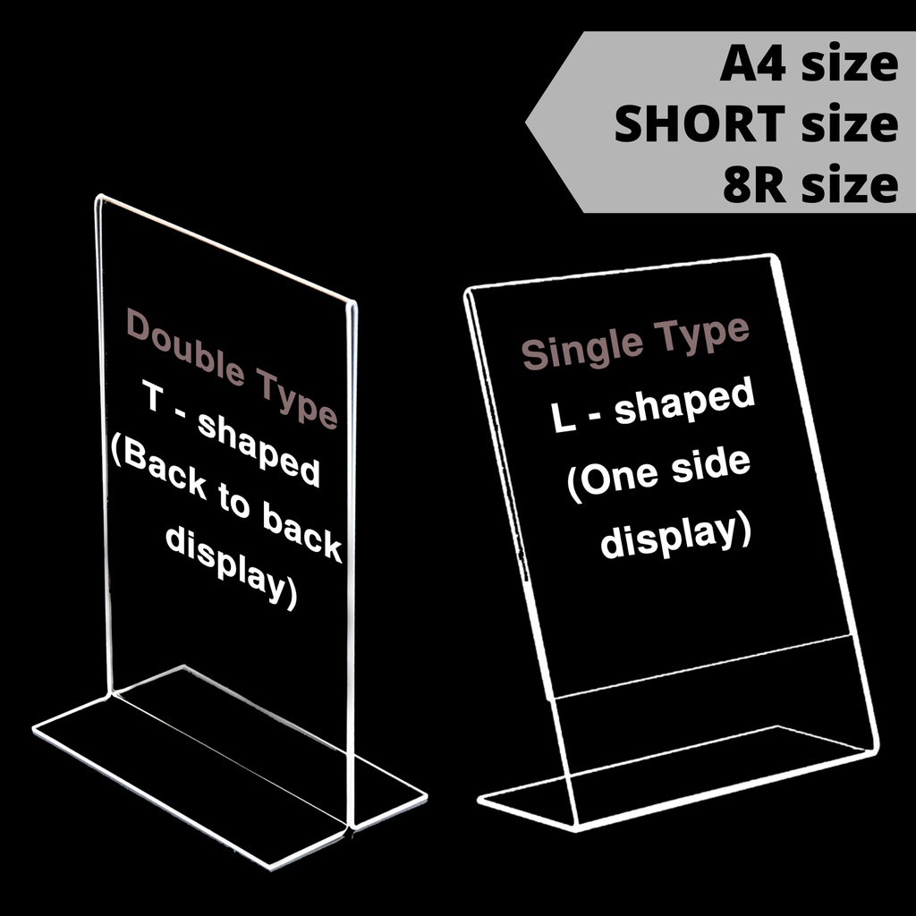 Clear Acrylic Stand [SET A - A4, SHORT, 8R] 1pc PORTRAIT SIGN PHOTO ...