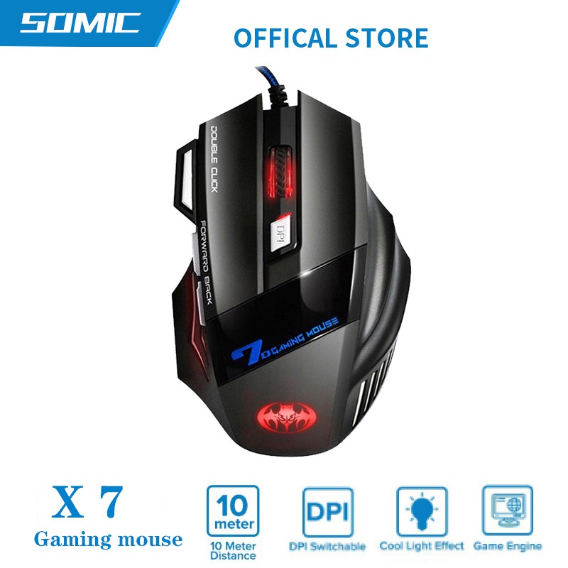 SOMIC Gaming Mouse High Speed Ergonomic Wired 7 Button LED 5500 DPI USB ...