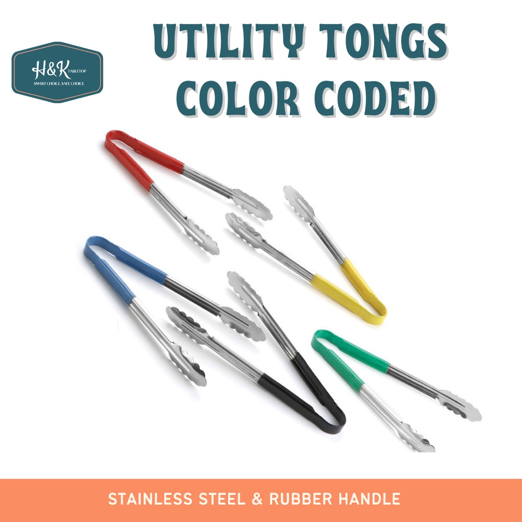 Thick Stainless Steel Utility Tong Color Coded Commercial Use Heavy ...