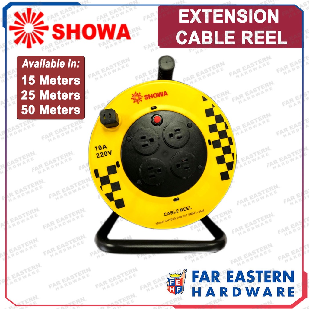 SHOWA Extension Cable Reel Universal Outlet Socket 15M | 25M | 50M | Shopee Philippines