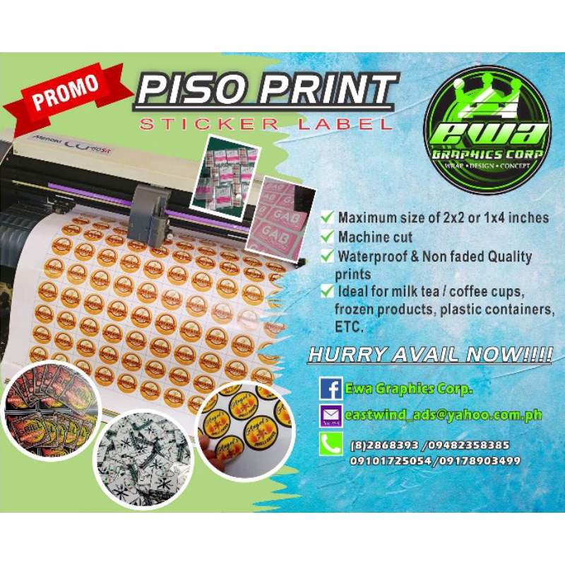 Piso Print Sticker Label (500pcs) water proof | Shopee Philippines