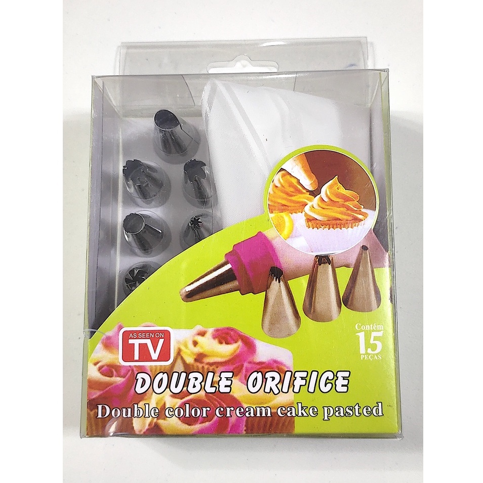 [ONHAND] Set of 14 pieces assorted tips and 1 reusable 2-color piping ...