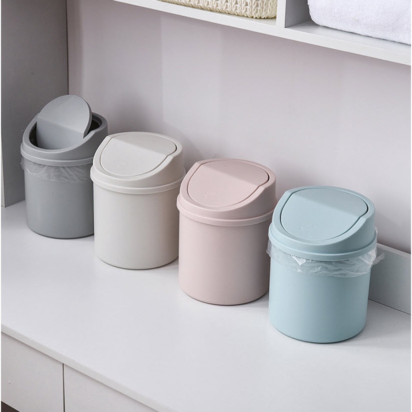 Minimalist Desktop Storage Bin Mini Trash Bin Cute With Lid | Shopee ...