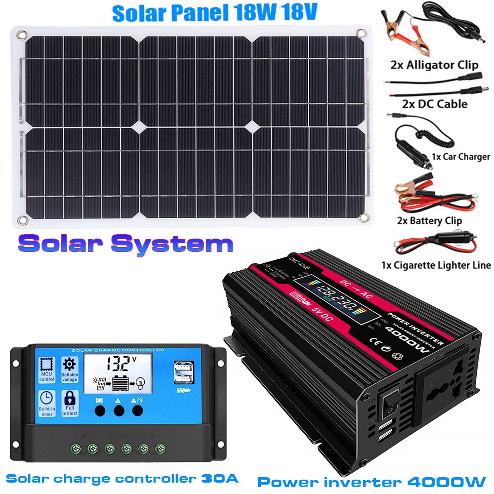 HAOSONG Solar Power Generation System Set Dual USB 18W Solar Panel+ ...