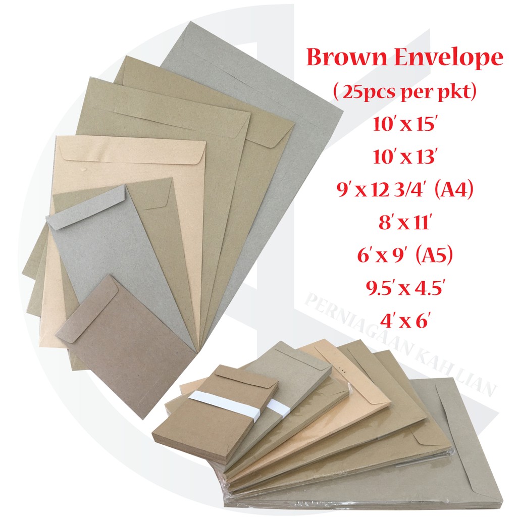 Brown Manila Envelope 25 pcs per pkt Size A5 / A4 | Shopee Philippines