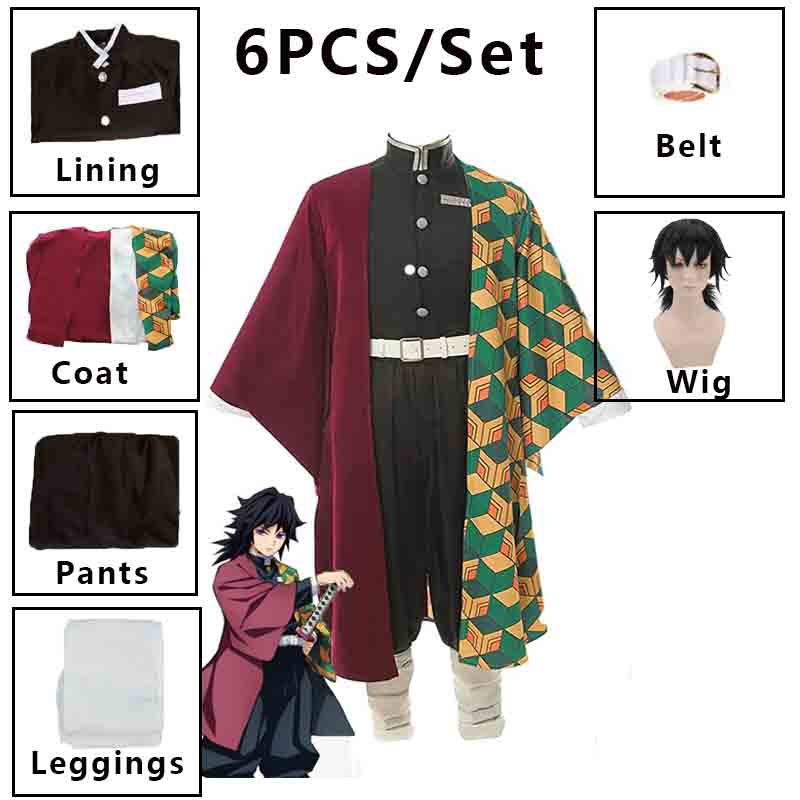 Anime Demon Slayer Cosplay Costume Kimetsu No Yaiba Tomioka Giyuu Suit ...
