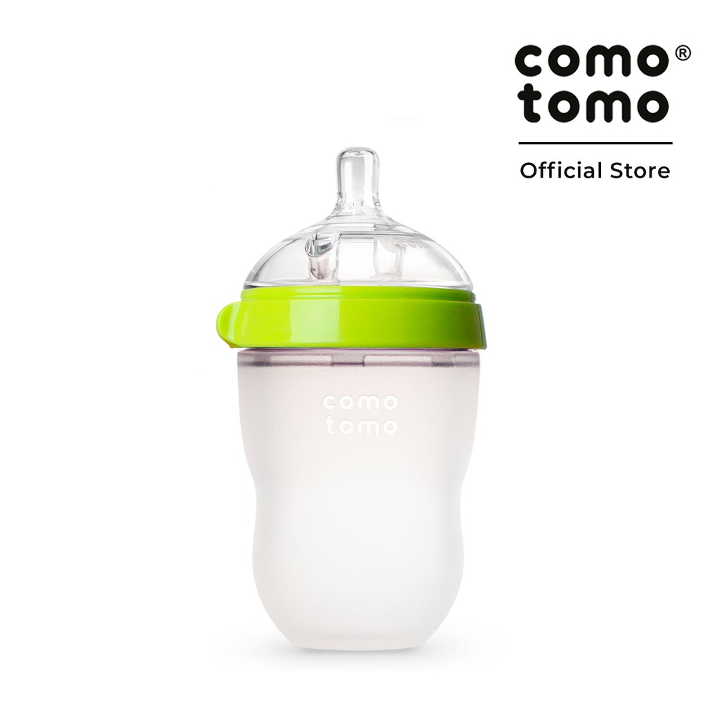 Comotomo 250ML Silicone Baby Feeding Bottle Green (2Holes) | Shopee ...