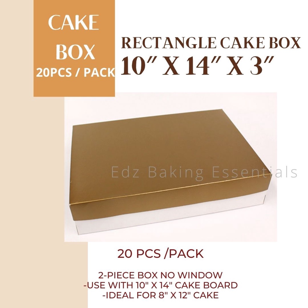 RECTANGLE CAKE BOX White Bottom 10x14x3 High quality RM Boxes | Shopee ...