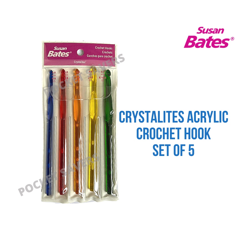 SUSAN BATES Crystallites Crochet Hook Set of 5 (Plastic Crocheting ...