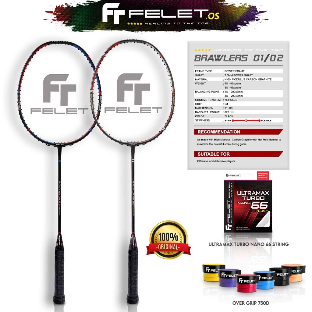 FELET BRAWLERS 001&002 Badminton Racket by FLEET 4U | Shopee Philippines