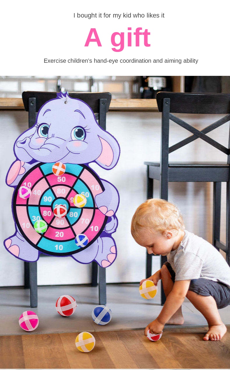 Kids Throwing Sticky Ball Dart Board Educational Game Toy Fabric Puzzle ...