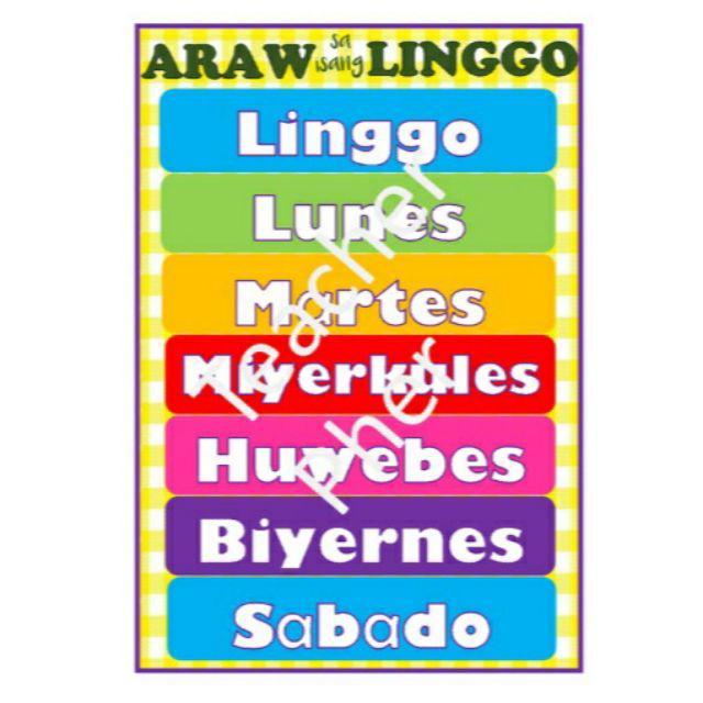 Days of the Week chart A4 bondpaper size for kids(teacher pher ...