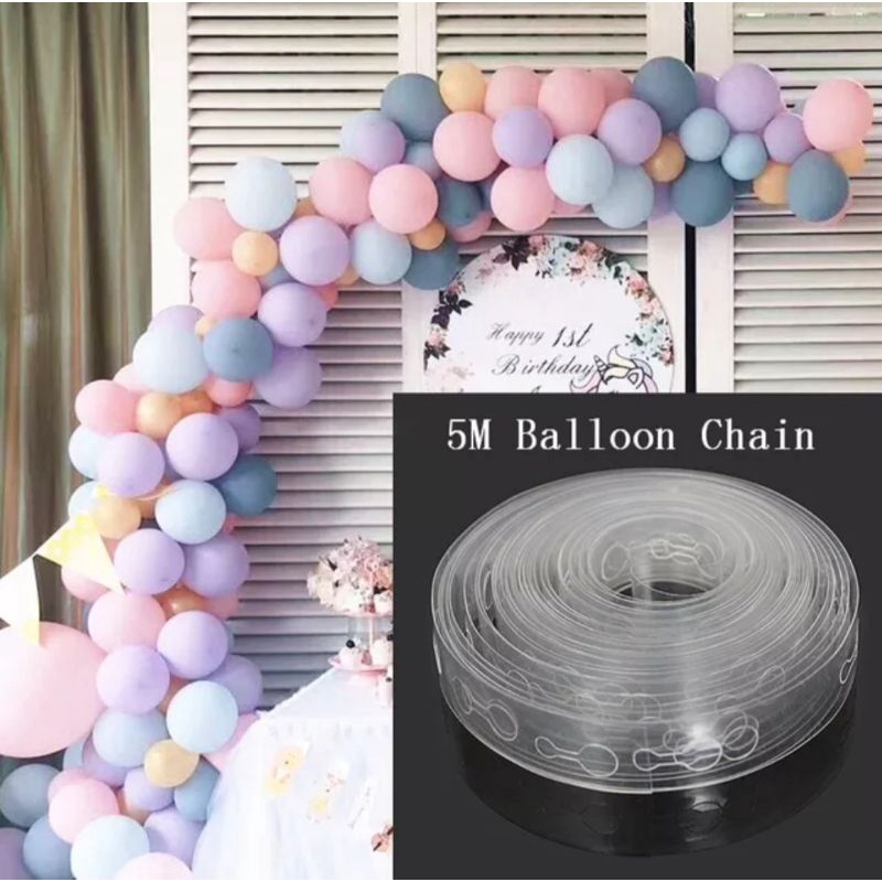 Balloon chain/garland (5m plastic PVC latex balloon chain) | Shopee ...