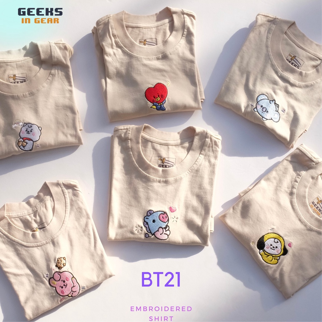 BTS BT21 Embroidered Shirt (Oat) | Geeks In Gear | Shopee Philippines