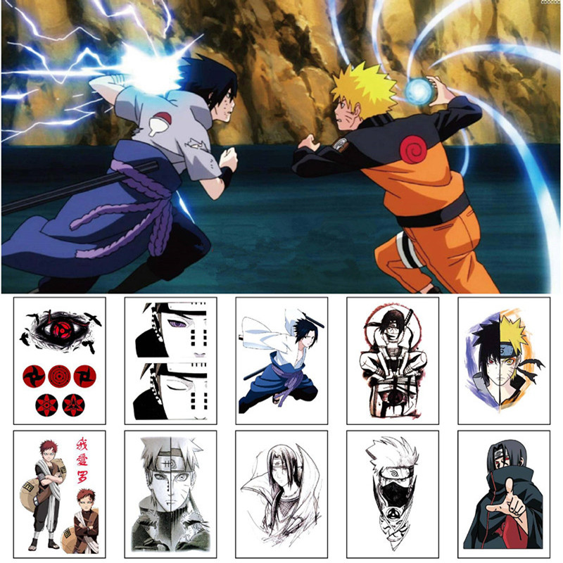 10 Sheets Anime Naruto Tattoo Sticker Waterproof Temporary Tattoo ...