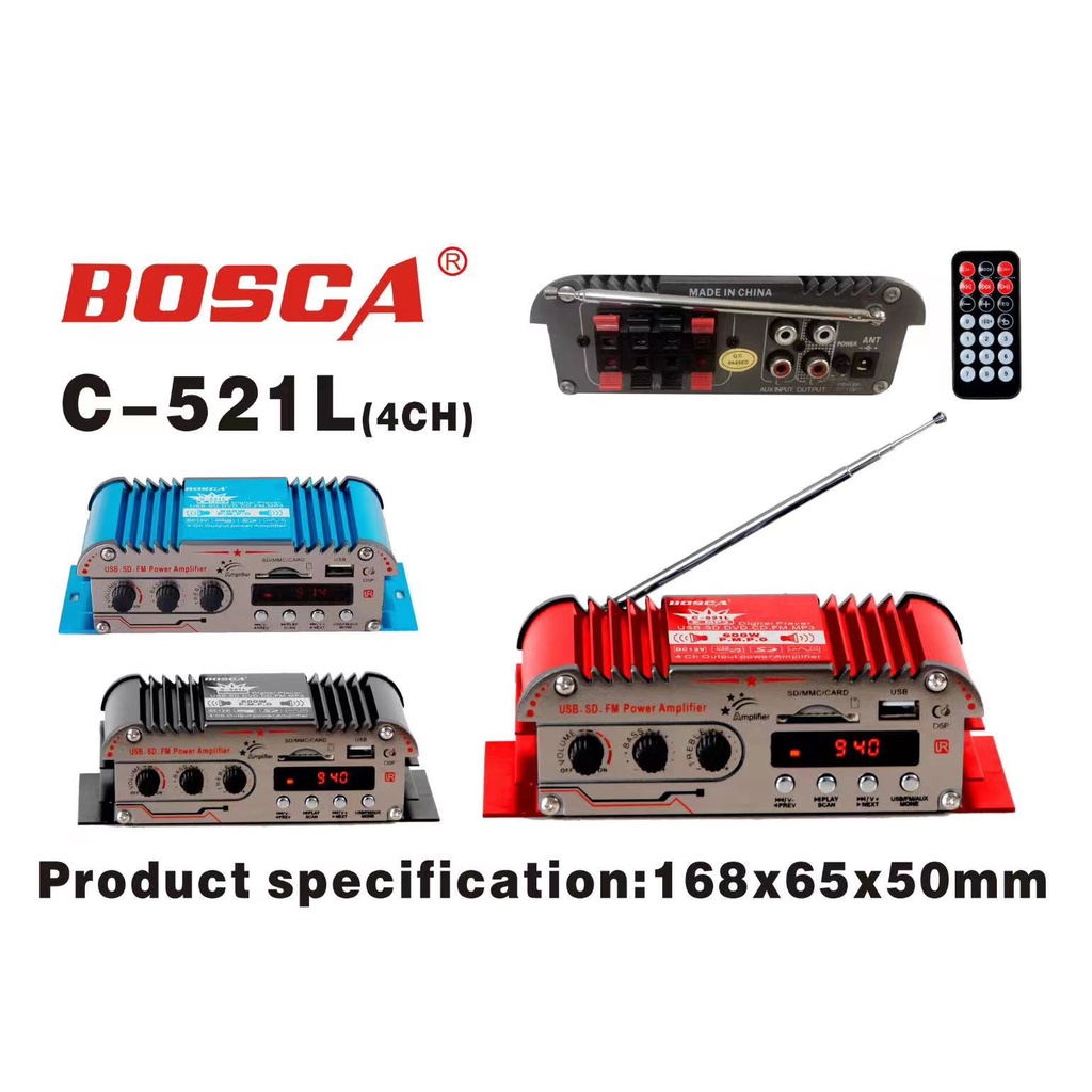 GDPLUS Bosca 600W Bluetooth Power Amplifier 4 Channel Output C-521L ...