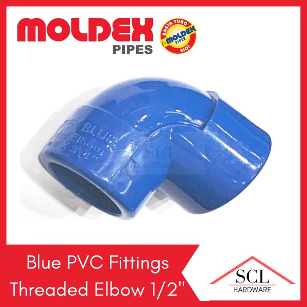 MOLDEX PVC Blue Fittings Threaded Elbow 1/2" 3/4" Sold per pack (50 pcs ...