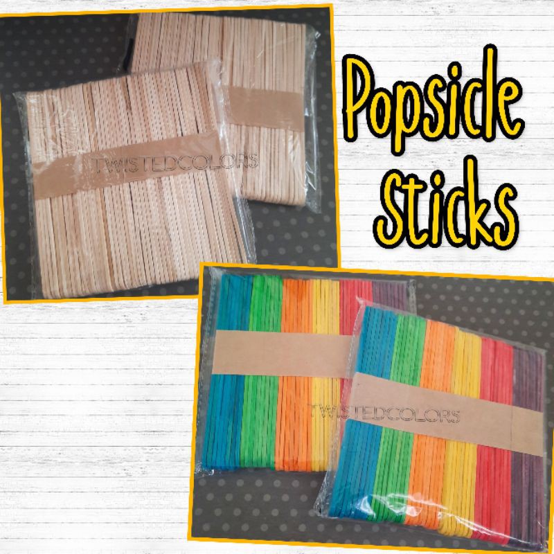 Popsicle Stick Approx 50 Pcs/Pack Plain or Assorted Color | Shopee ...