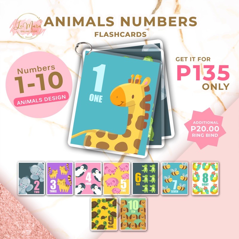 ANIMAL NUMBERS Laminated Flashcards Interactive Educational 123 Number ...